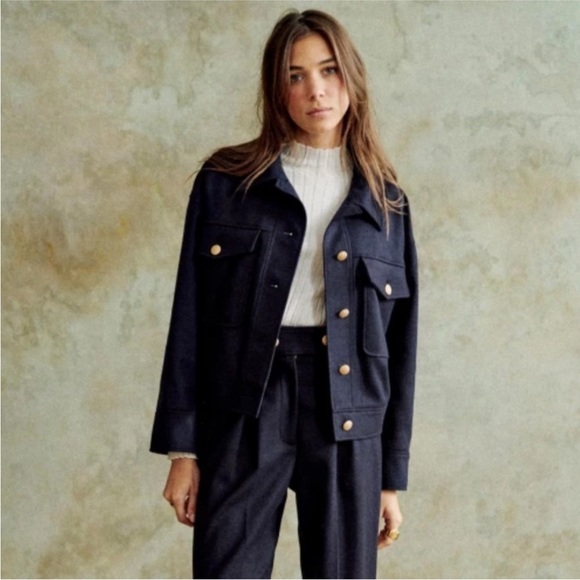 Sezane | Jackets & Coats | Sezane Erwann Jacket 34 Navy 2 Xs | Poshmark